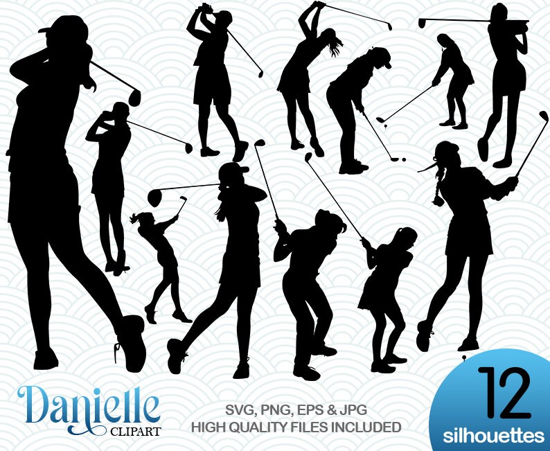 Golf Woman Silhouettes, SVG, Png, Eps, Jpg, Cricut, Silhouette, Cameo ...