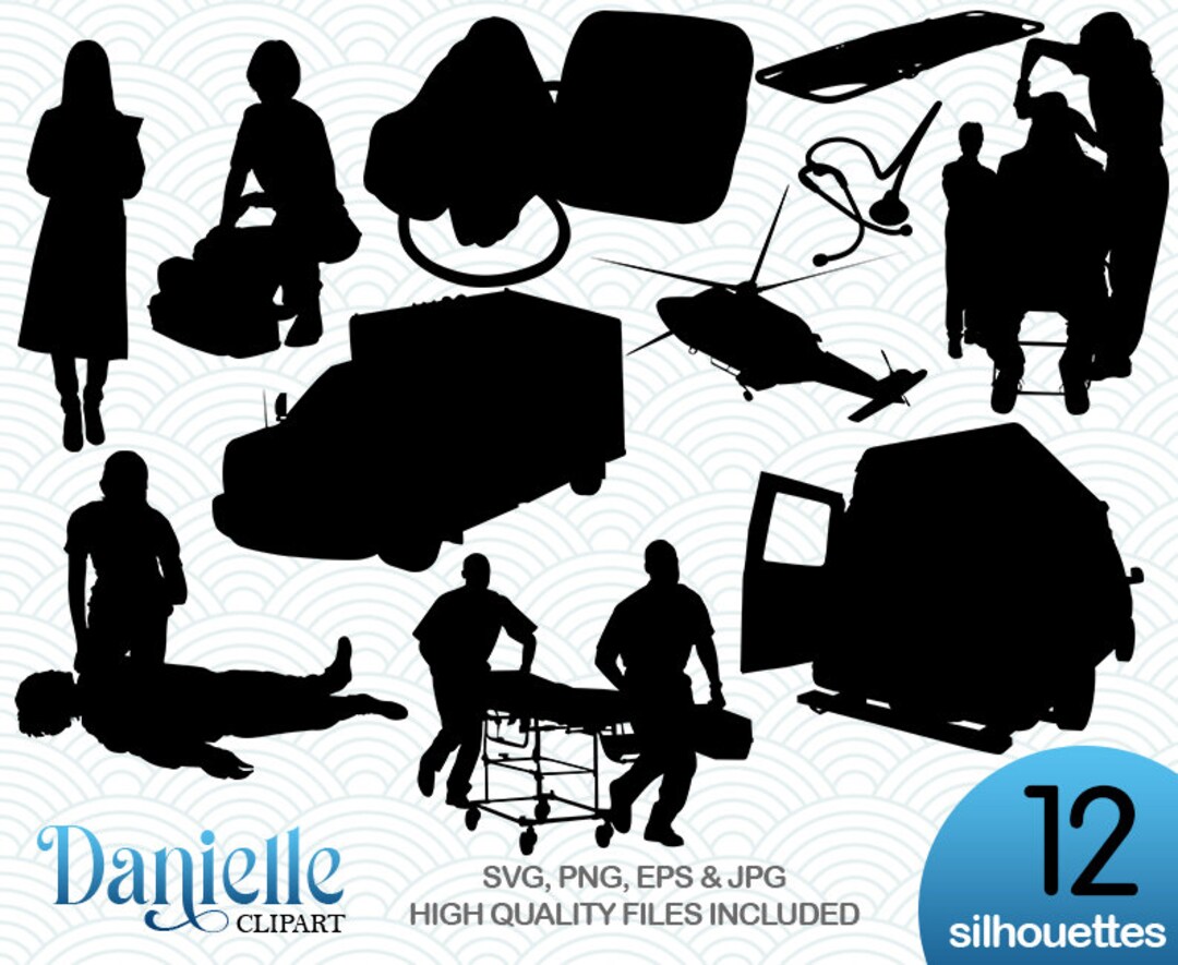 Paramedics Silhouettes, SVG, Png, Eps, Jpg, Cricut, Silhouette, Cameo ...