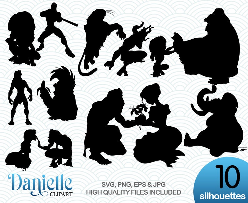 Tarzan Silhouettes, SVG, Png, Eps, Jpg, Cricut, Silhouette, Cameo Files ...