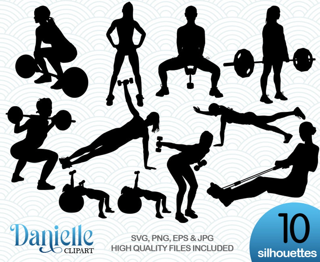 Women Exercising Silhouettes, SVG, Png, Eps, Jpg, Cricut, Silhouette ...