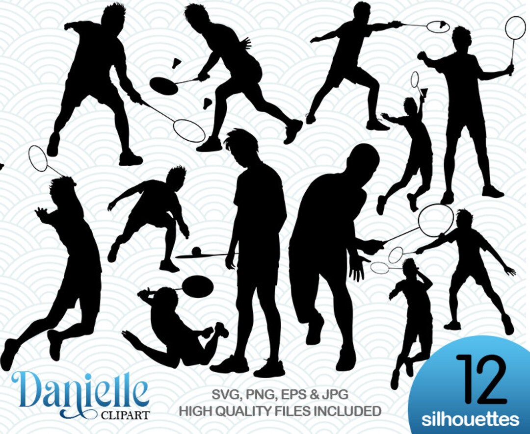 Badminton Silhouettes, SVG, Png, Eps, Jpg, Cricut, Silhouette, Cameo ...
