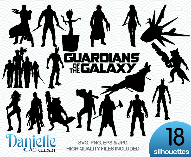 Guardians of the Galaxi Silhouettes, SVG, Png, Eps, Jpg, Cricut ...
