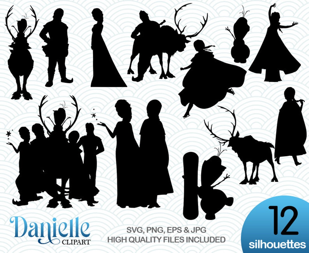 Frozen Silhouettes, SVG, Png, Eps, Jpg, Cricut, Silhouette, Cameo Files ...