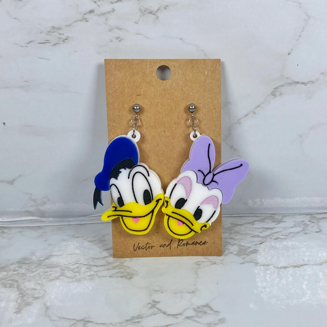 Donald + Daisy - Mickey and Friends Inspired Acrylic Dangle Earrings - Etsy