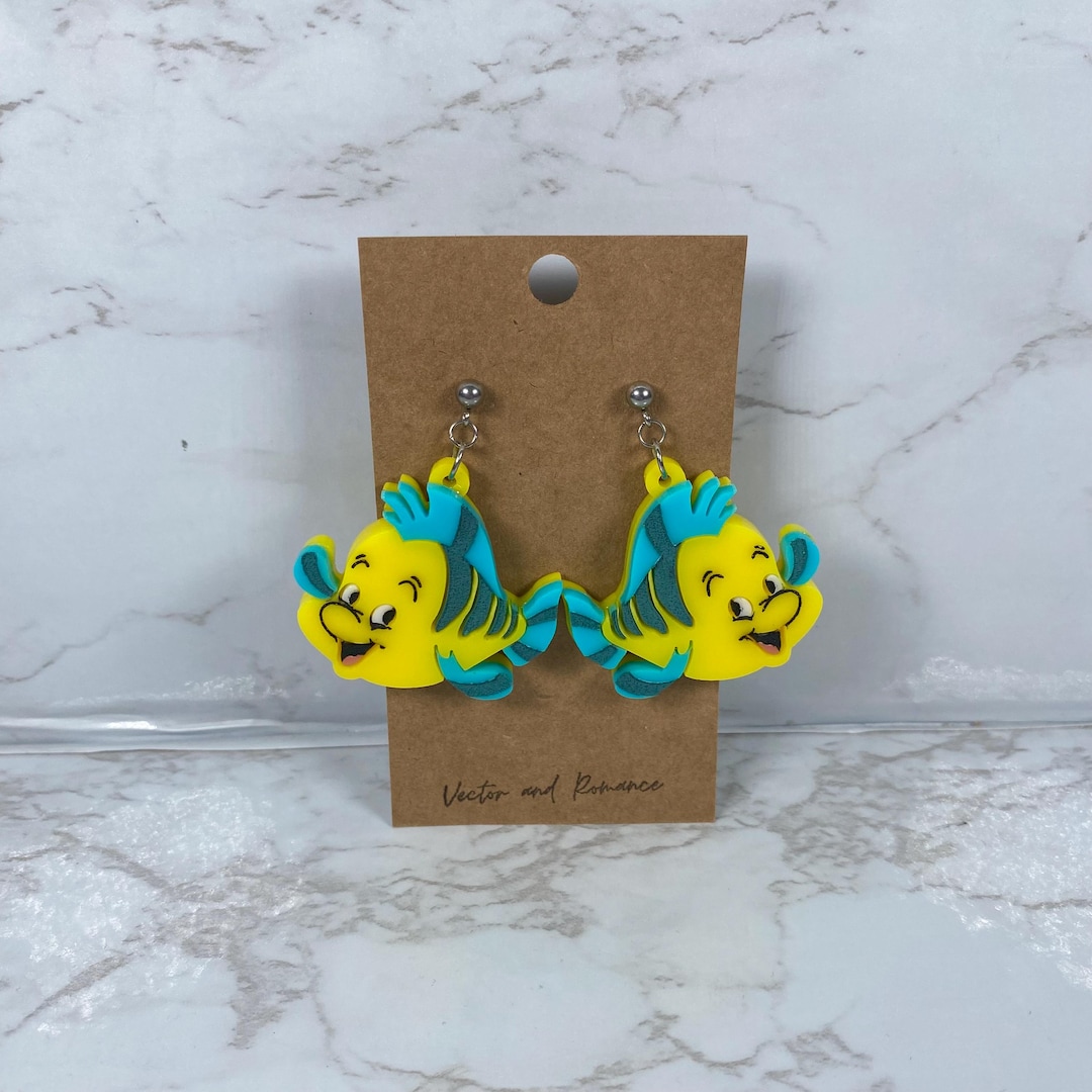 Flounder Sidekick Fish - Little Mermaid Inspired Acrylic Dangle ...