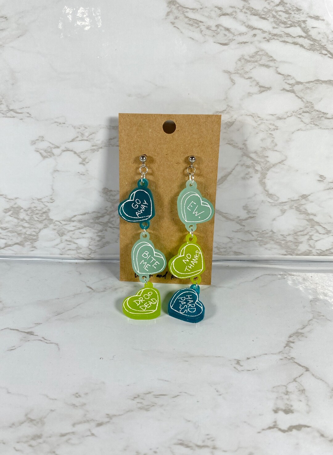 Sassy Conversation Hearts - Valentine's Day Acrylic Dangle Earrings - Etsy
