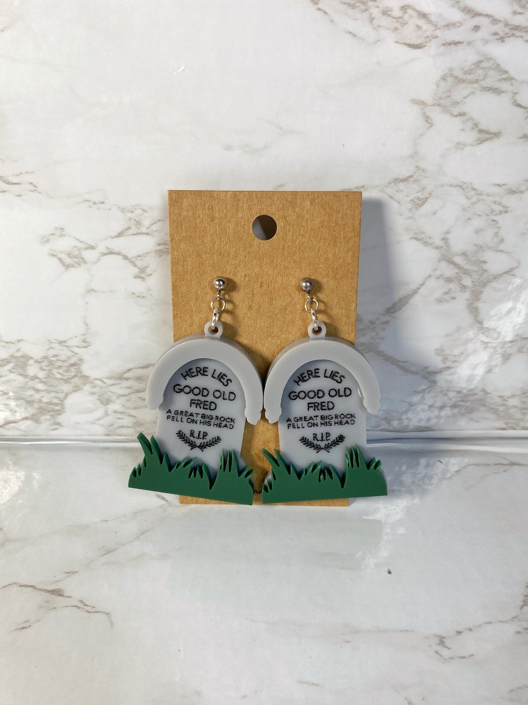 Good Old Fred Tombstone Haunted Mansion Acrylic Dangle Earrings - Etsy