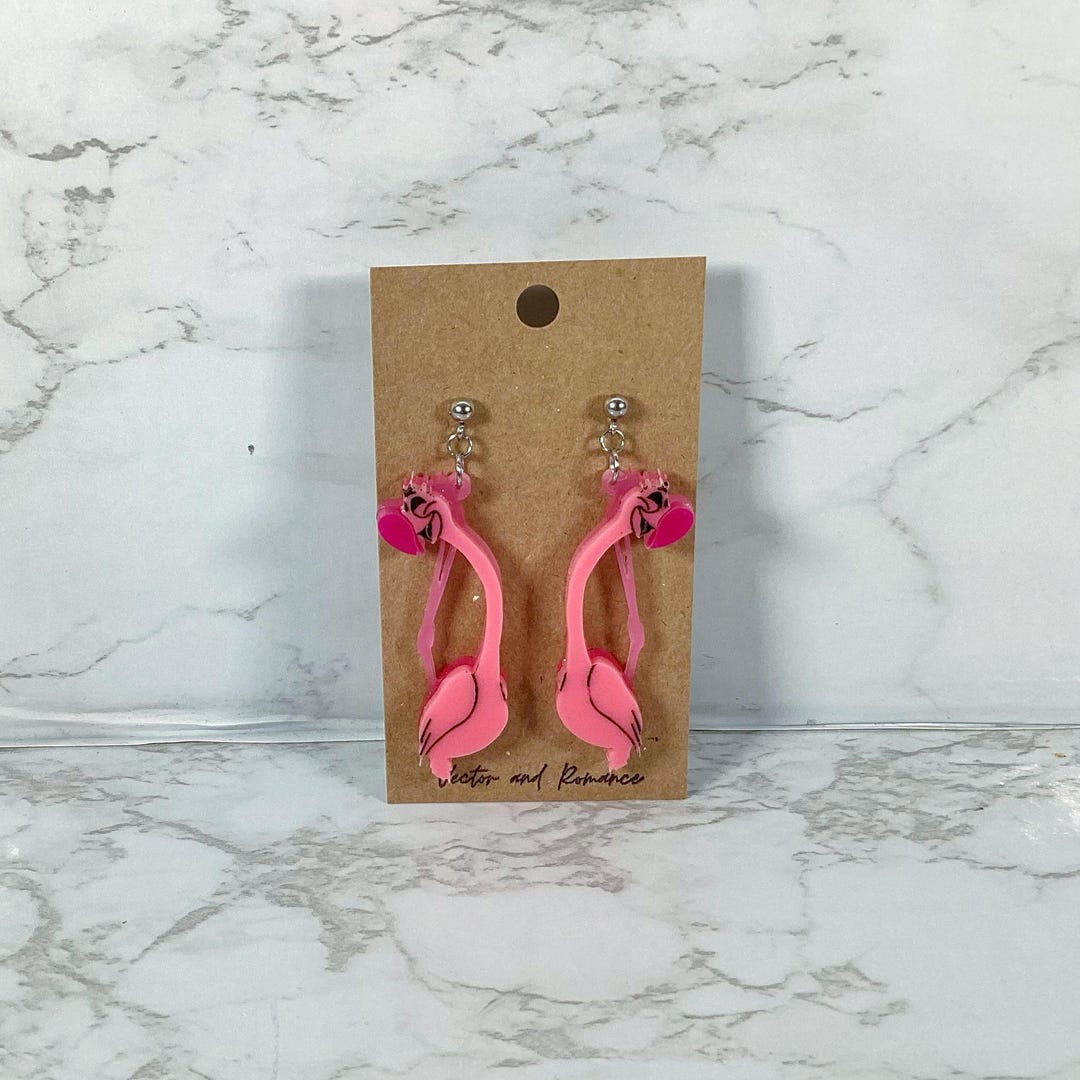 Croquet Flamingo Mallet - Wonderland Inspired Acrylic Dangle Earrings ...