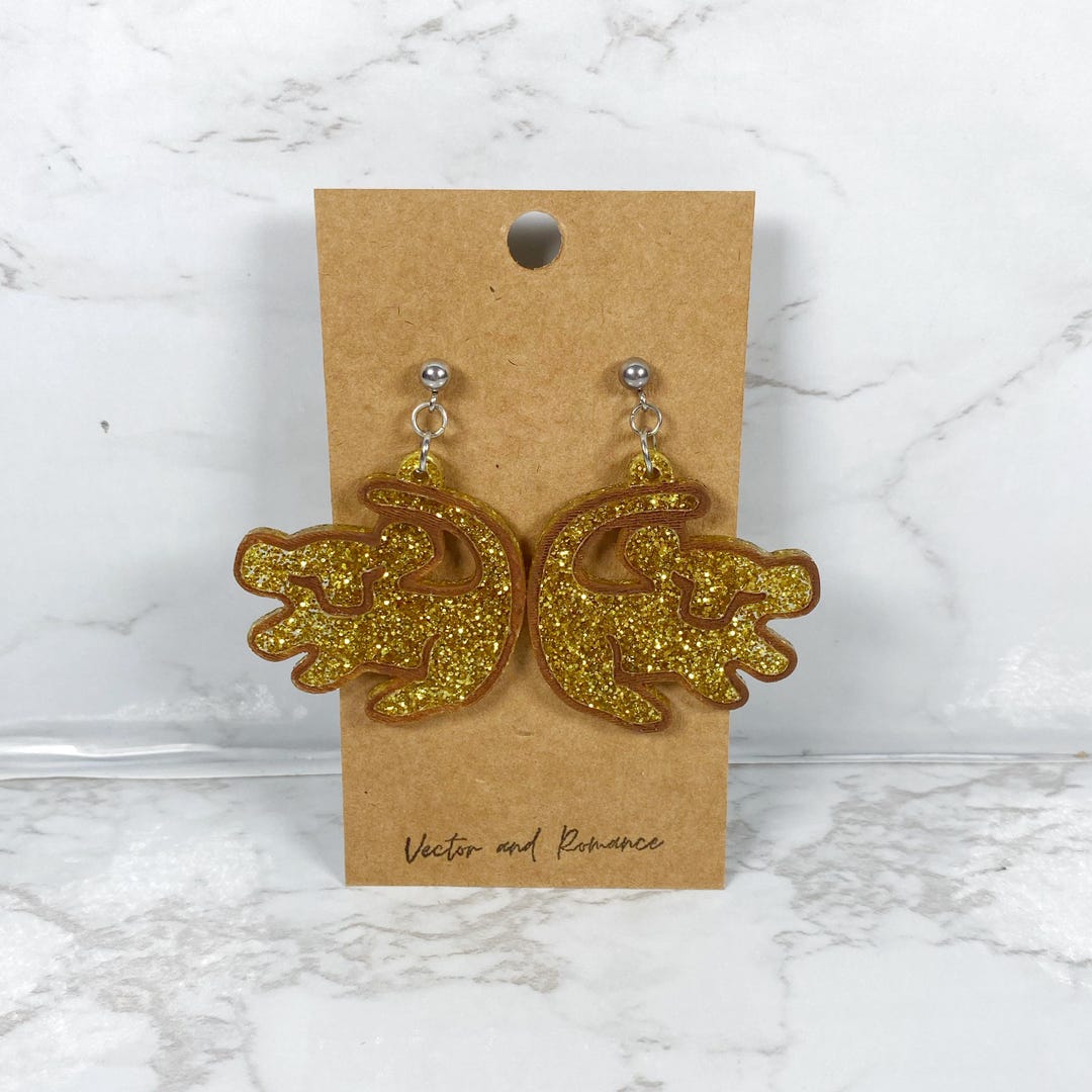 Simba - Lion King Inspired Glitter Acrylic Dangle Earrings - Etsy
