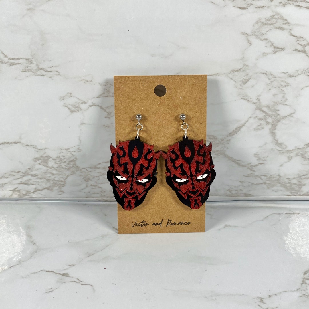 Darth Maul Star Wars Acrylic Dangle Uv/blacklight Glow Earrings - Etsy