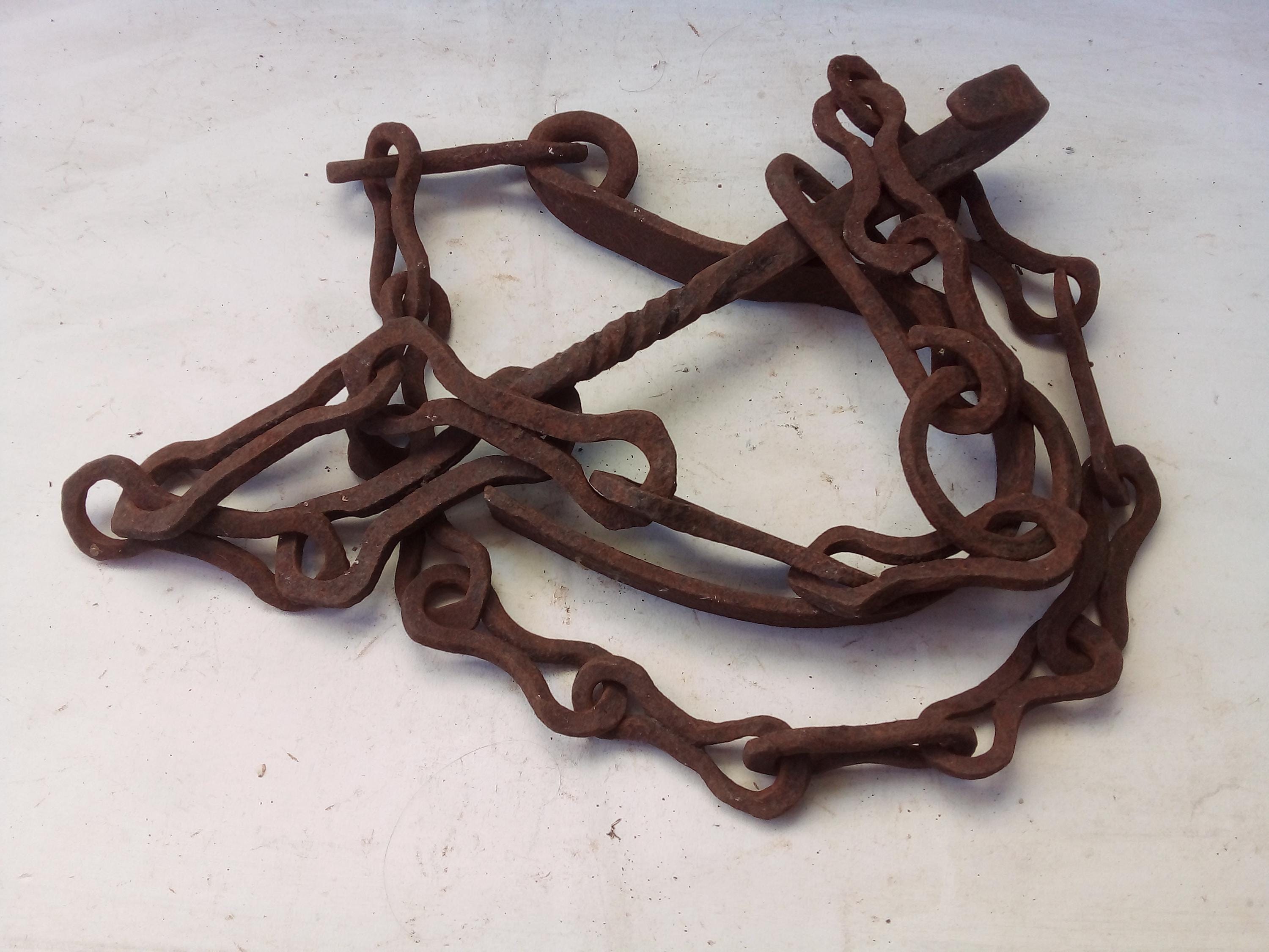 Old Antique, Vintage Chain, Wrought Forged Iron Chain for Fireplace ...