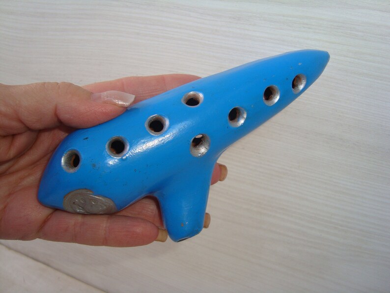 Vintage Ocarina Ceramic Blue Ocarina Traditional Folk Wind Instrument ...