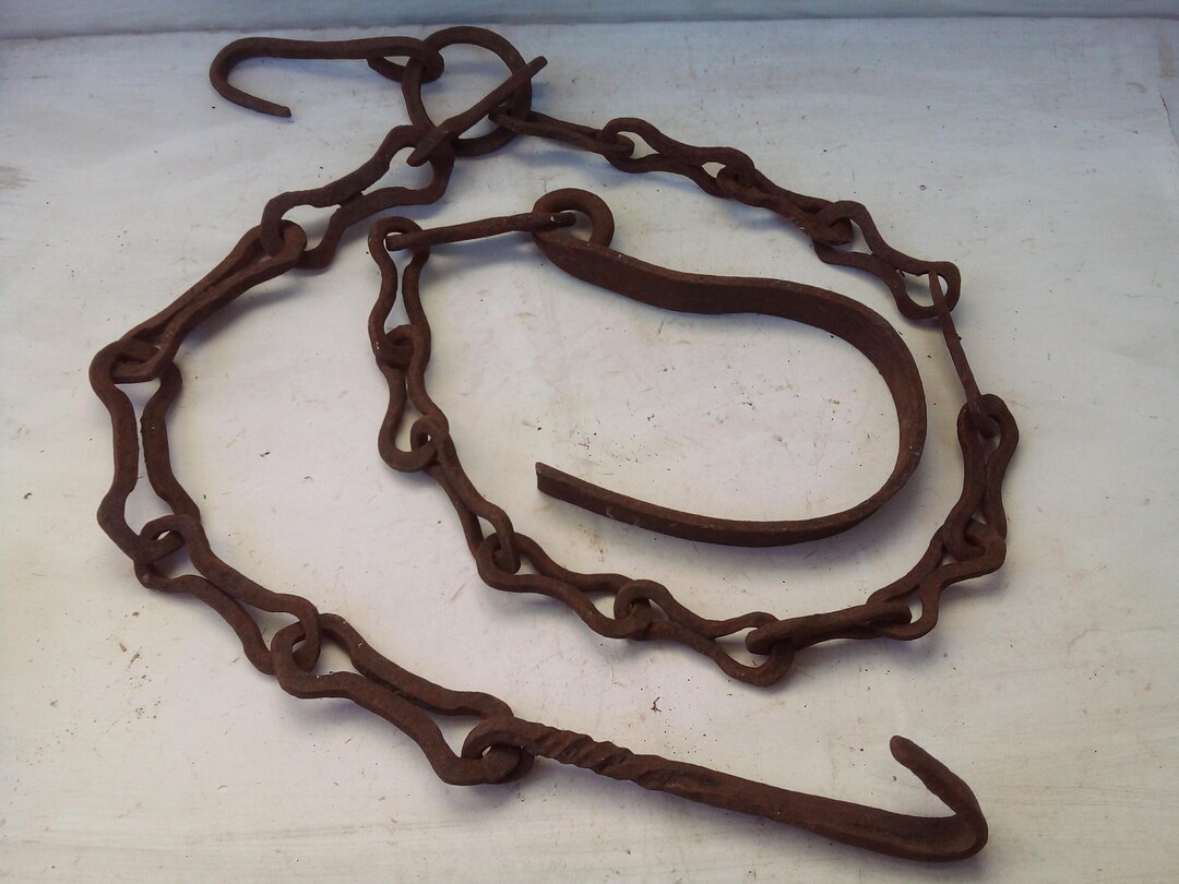 Old Antique, Vintage Chain, Wrought Forged Iron Chain for Fireplace ...