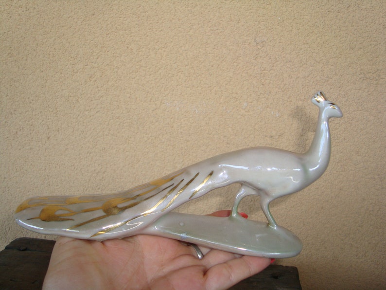 Vintage Porcelain Peacock Bird Ceramic Statue Figurine Sculpture ...