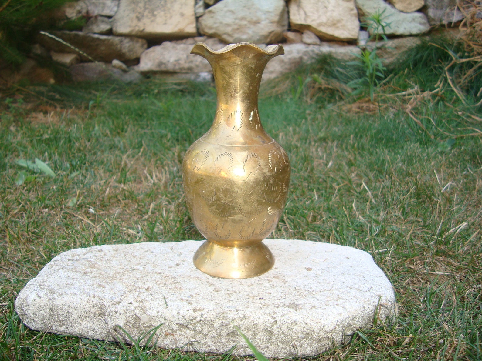 Brass Vase Made in India ,brass Vase Indian ,boho Decor , Squat Vase ...