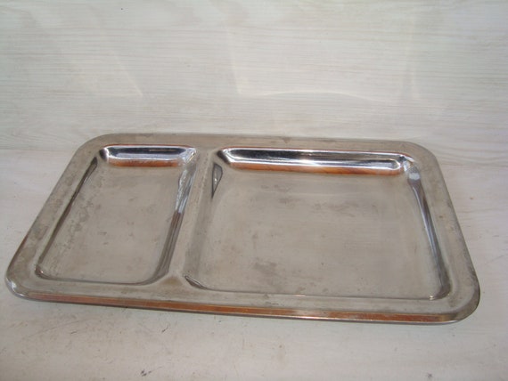 Vintage tray stainless steel Metal tray Salver for | Etsy