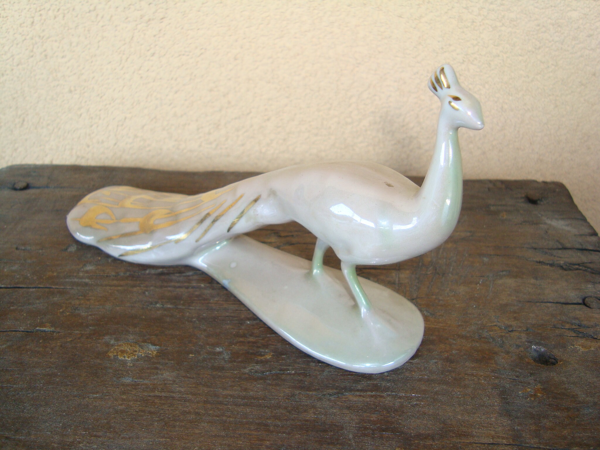Vintage Porcelain Peacock Bird Ceramic Statue Figurine Sculpture ...
