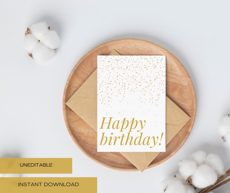 Printable Happy Birthday Foldable Card, Instant Download, Digital ...