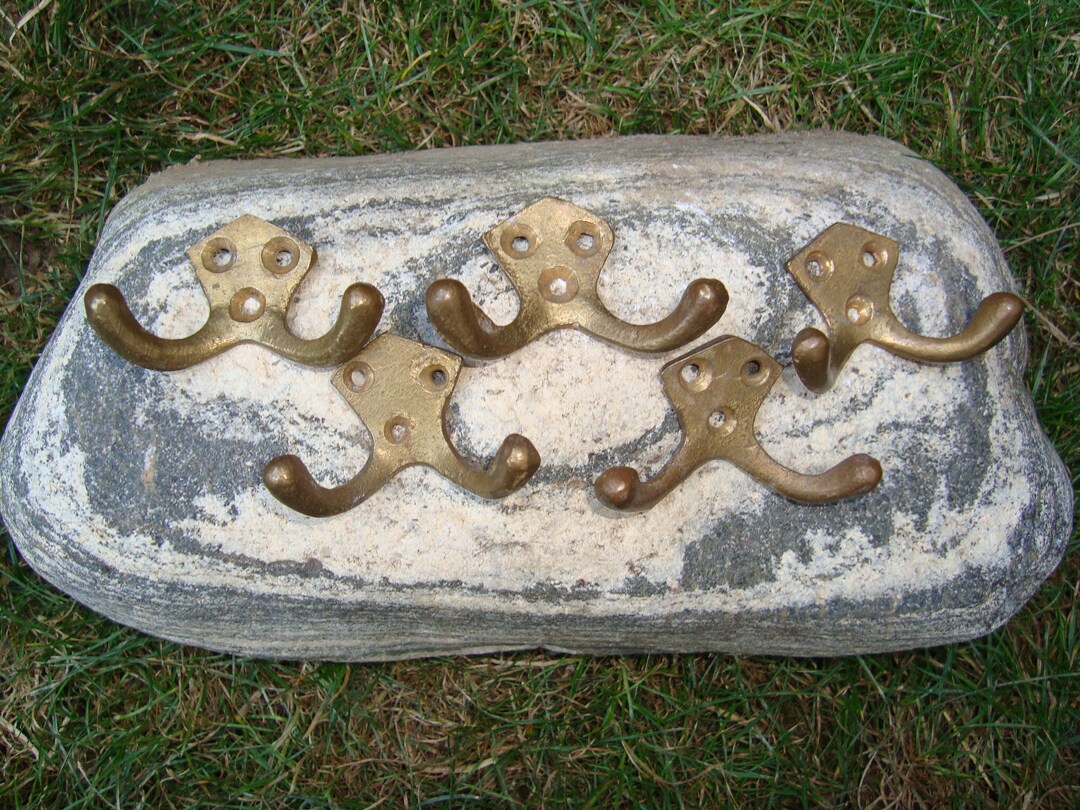 Vintage Brass Hooks , Brass Hangers ,wall Hooks , Coat Hooks, Brass ...