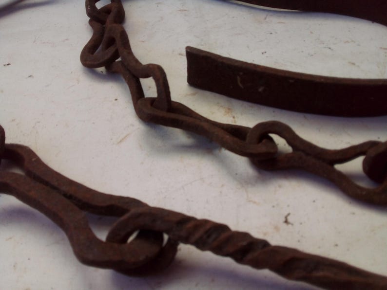 Old Antique, Vintage Chain, Wrought Forged Iron Chain for Fireplace ...