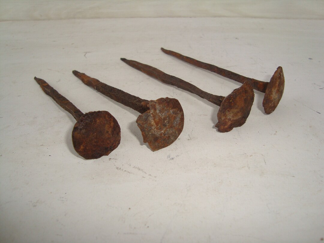 Set of 4 Forged Nails, Ship Nails, Antique Vintage Forged Nails, Old ...