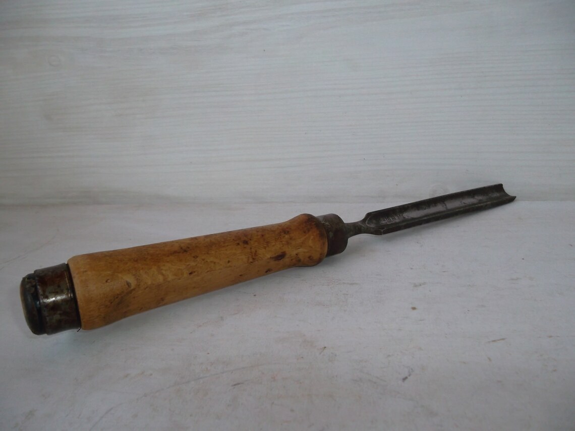 Antique Chisel, Vintage Wooden Tool, Old Rusty Metal Tool, Woodworker ...
