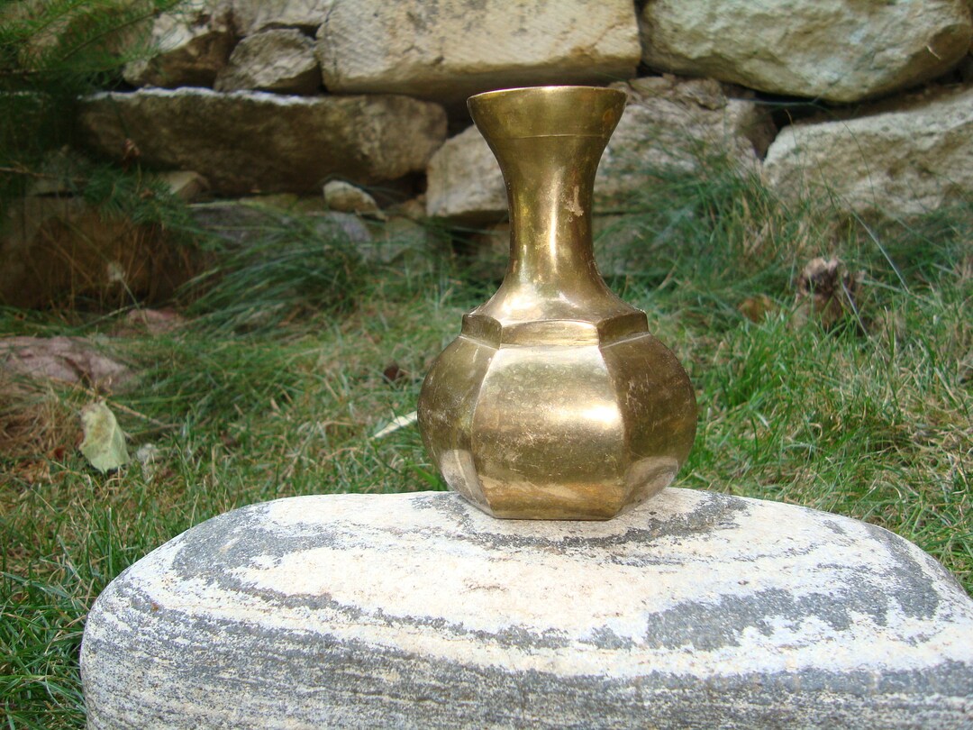 Messing Vase made in India, Messing Vase indischen, Boho Dekor, Squat ...