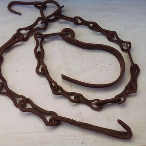 Old Antique, Vintage Chain, Wrought Forged Iron Chain for Fireplace ...