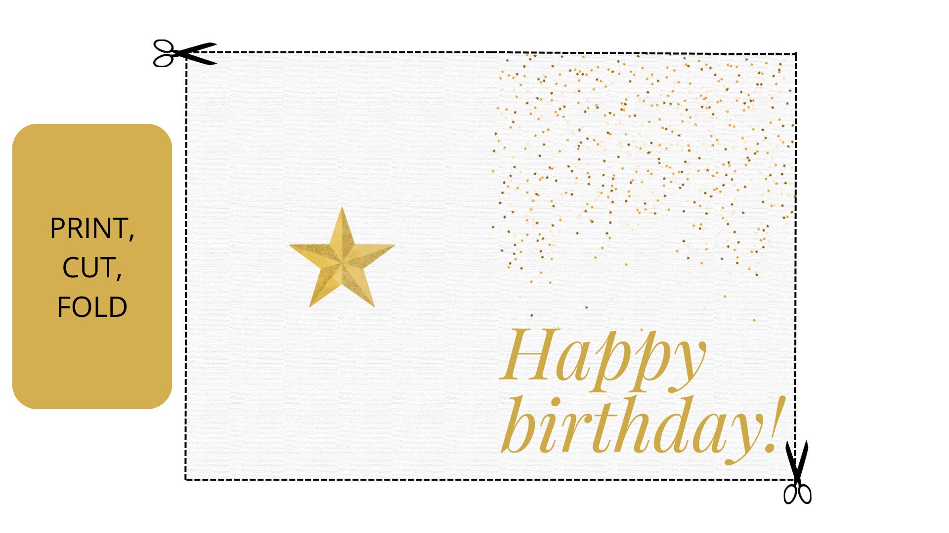 Printable Happy Birthday Foldable Card, Instant Download, Digital ...