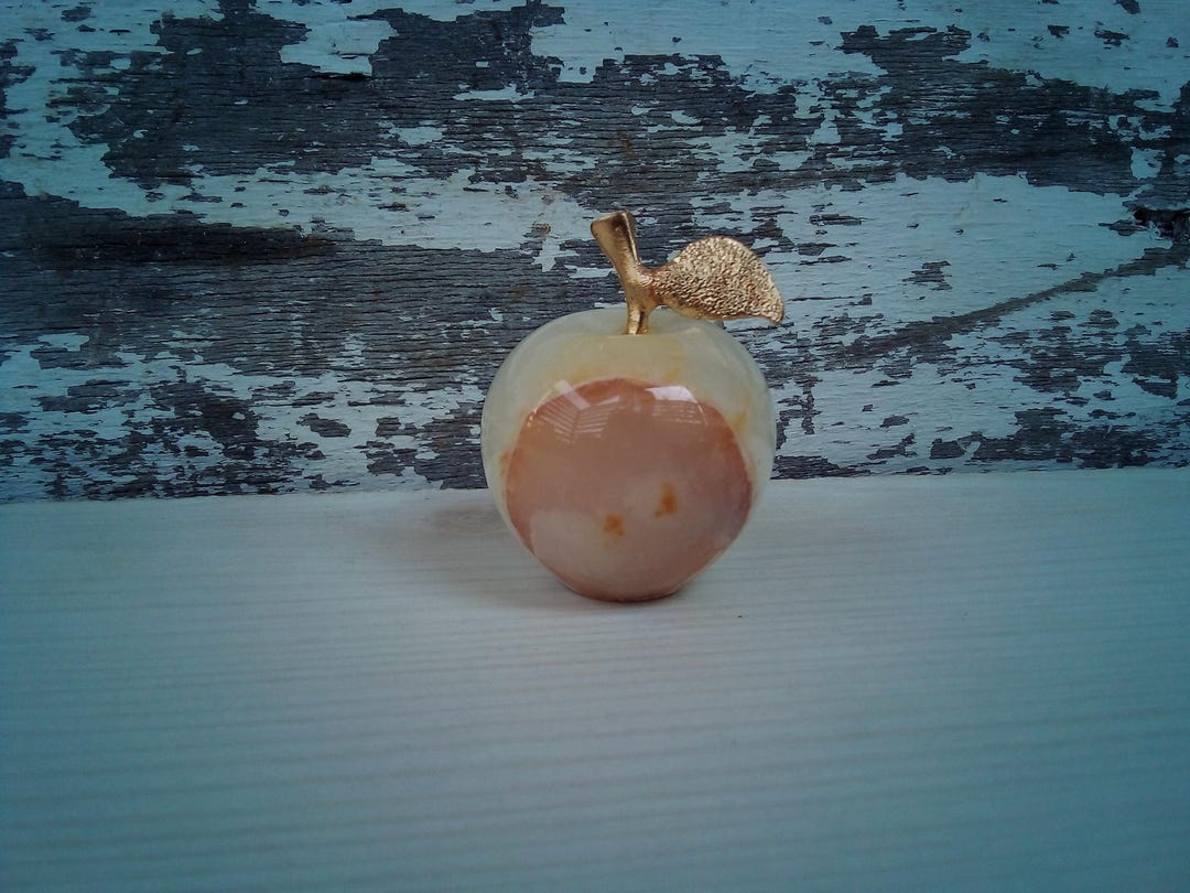 Vintage Stone Apple With Gold Leaf | Mid Century Desk Decor | Teacher ...