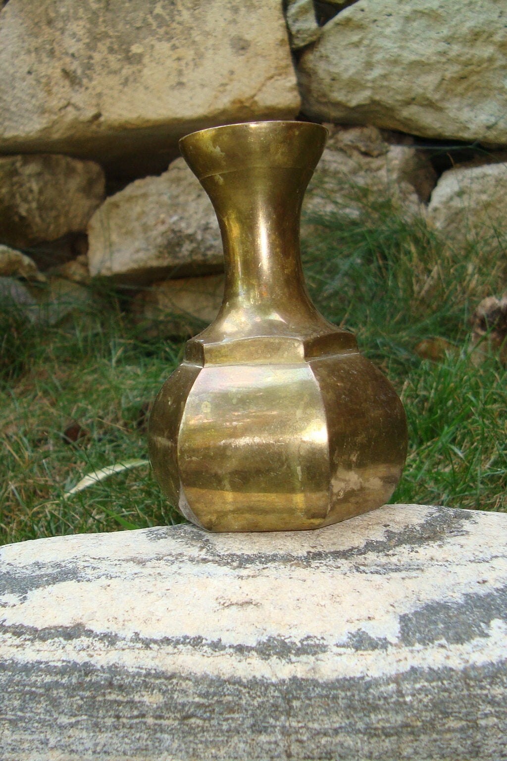 Brass Vase Made in India ,brass Vase Indian ,boho Decor , Squat Vase ...