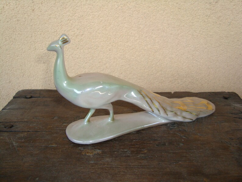Vintage Porcelain Peacock Bird Ceramic Statue Figurine Sculpture ...