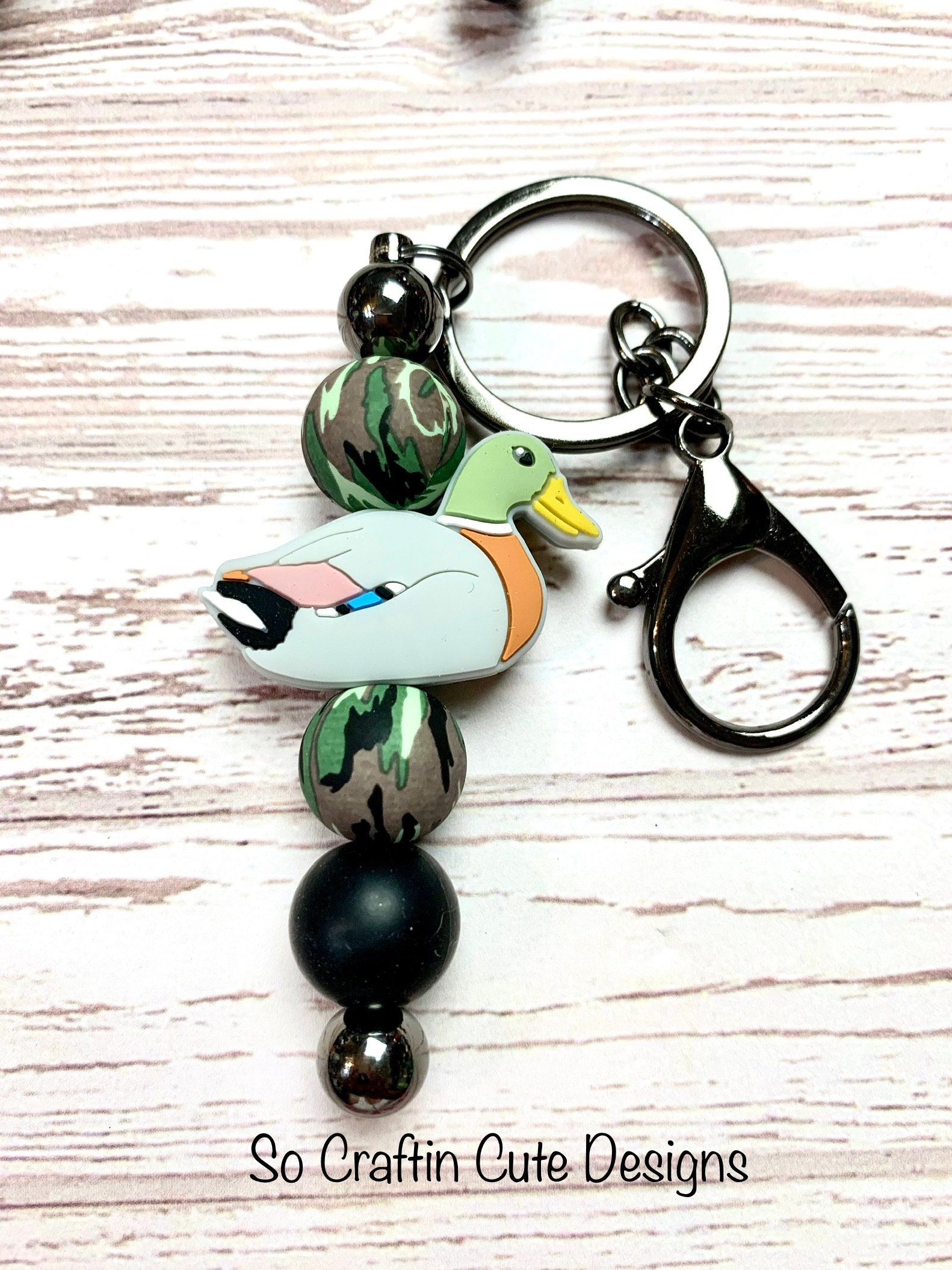Duck Key Chain Silicon Beads Duck Keychain Duck Hunting - Etsy