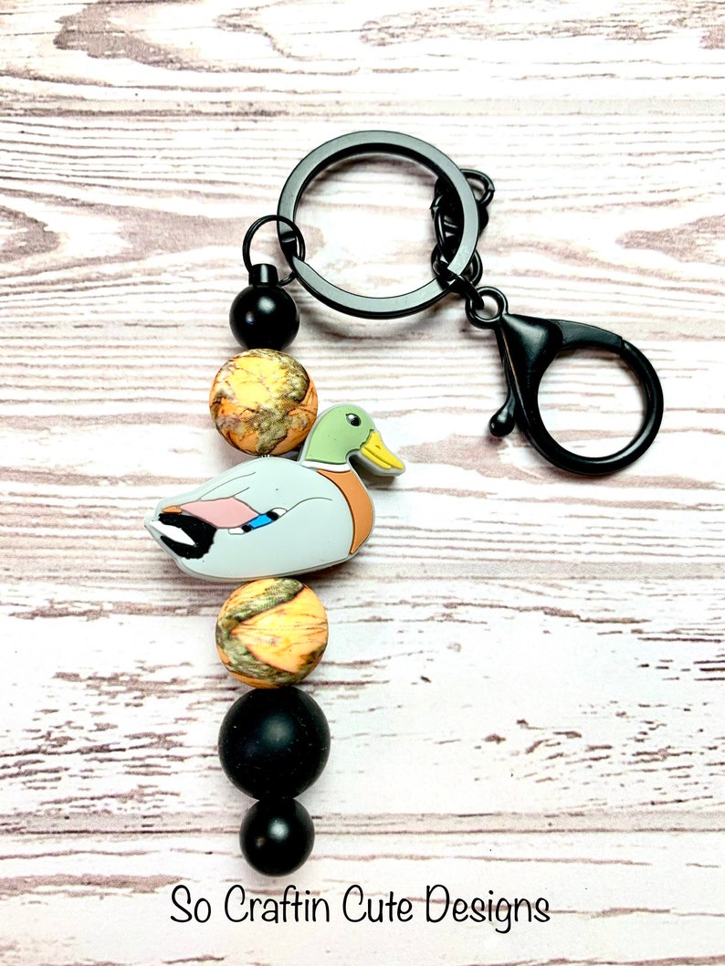 Duck Key Chain Silicon Beads Duck Keychain Duck Hunting - Etsy