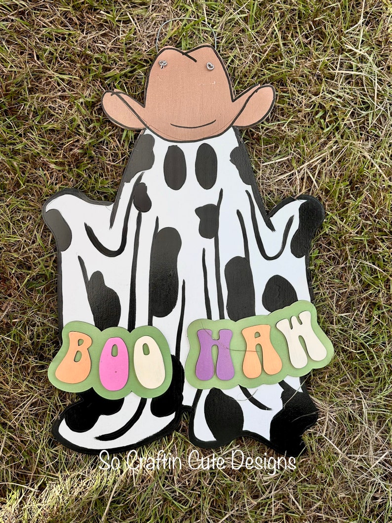 Boo Haw Door Hanger, Western Cowboy Ghost Door Hanger, Wild West ...