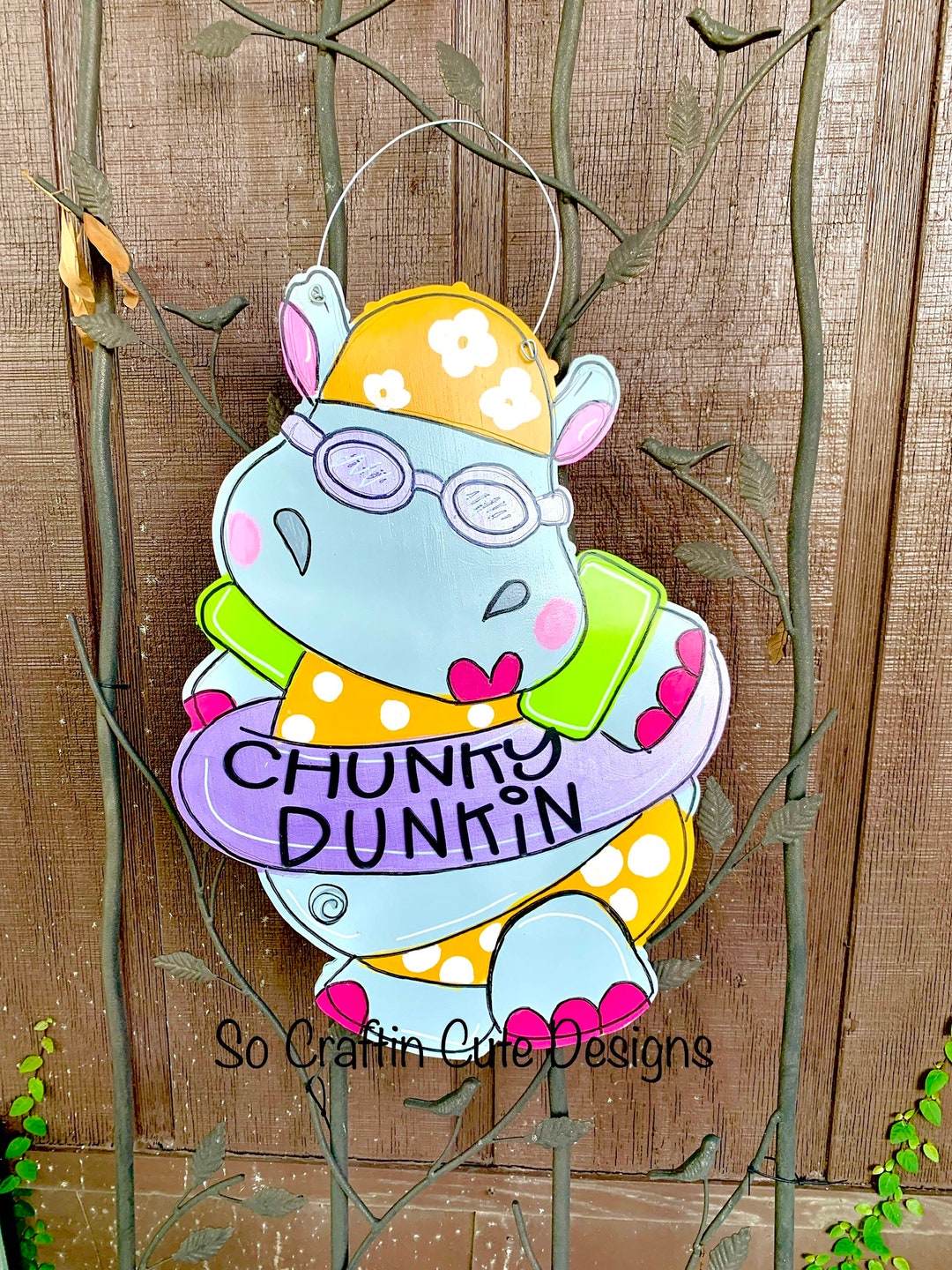 Chunky Dunkin' Hippo Door Hanger - Etsy