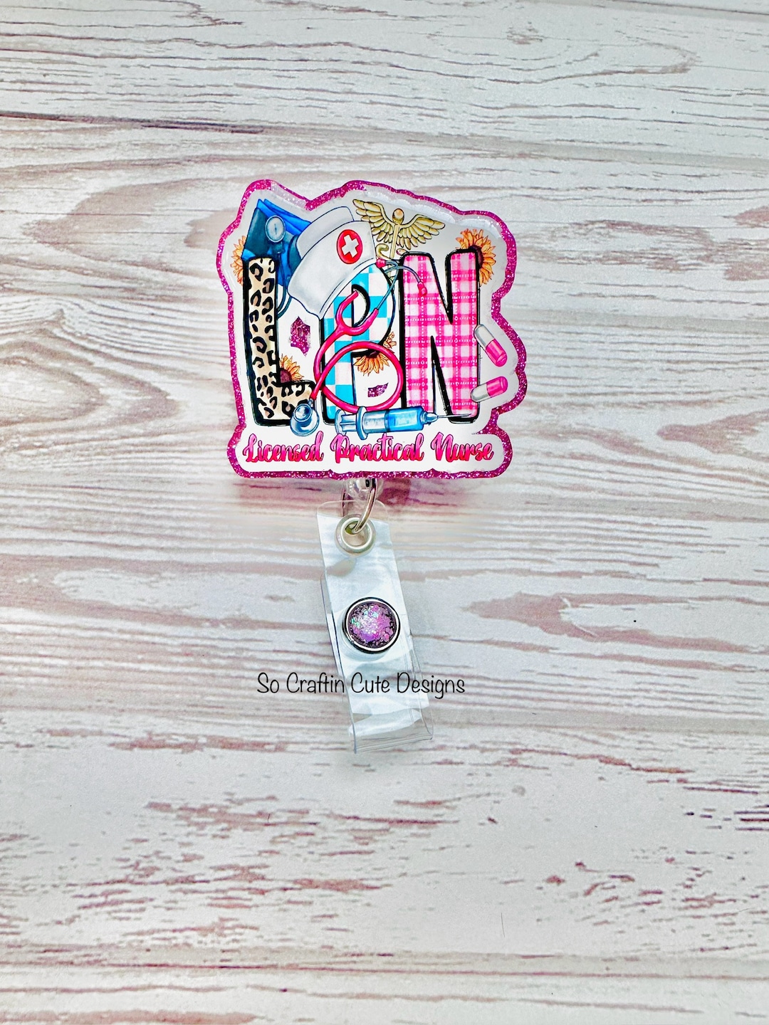 LPN Badge Reel, Licensed Practical Nurse Badge Reel, Resin Badge Reel ...