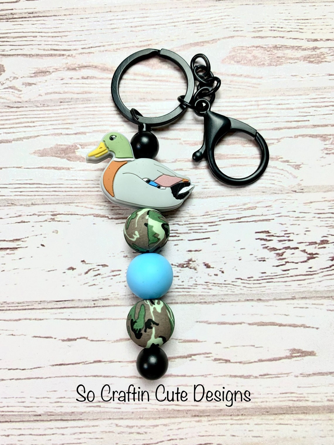 Duck Key Chain Silicon Beads Duck Keychain Duck Hunting - Etsy