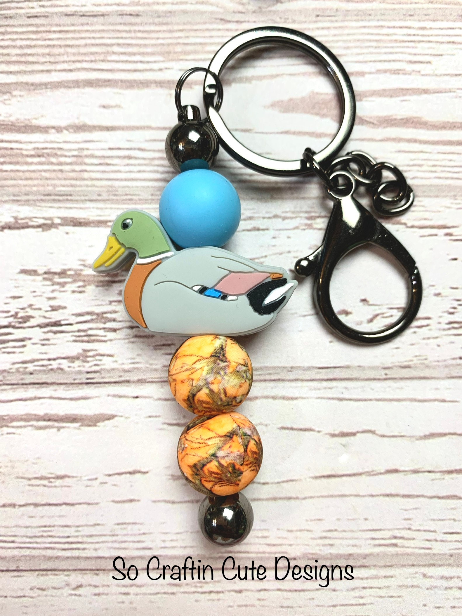 Duck Key Chain Silicon Beads Duck Keychain Duck Hunting - Etsy