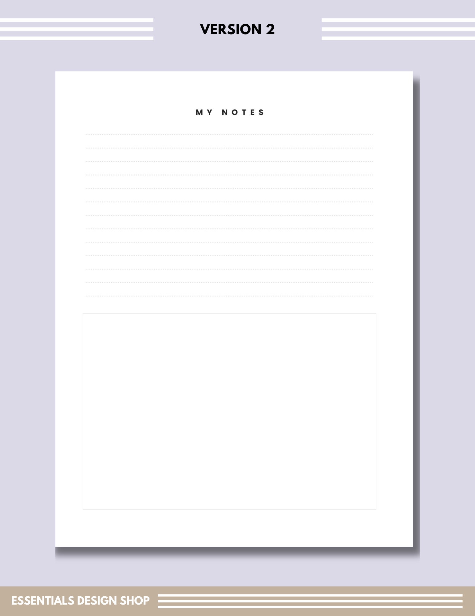 Half Lined Notes Template Printable | Digital Notes Paper, Blank Notes ...