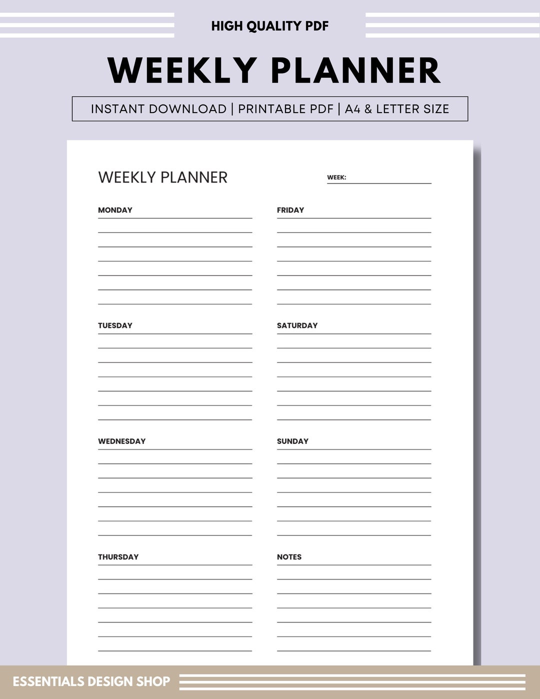 Weekly Planner Printable Vertical | Printable Planner, Weekly Calendar ...