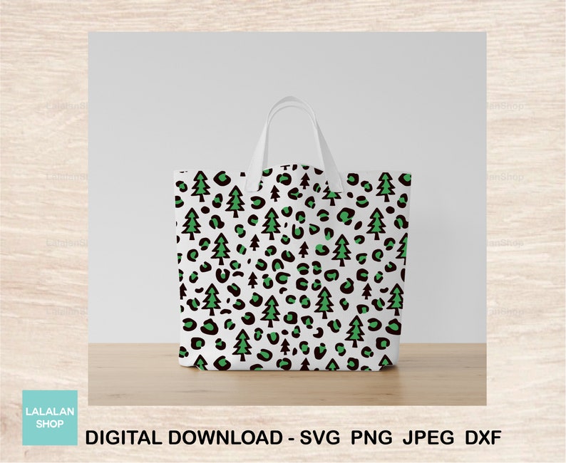 Christmas Leopard Print Svg, Seamless Christmas Green Tree Leopard ...