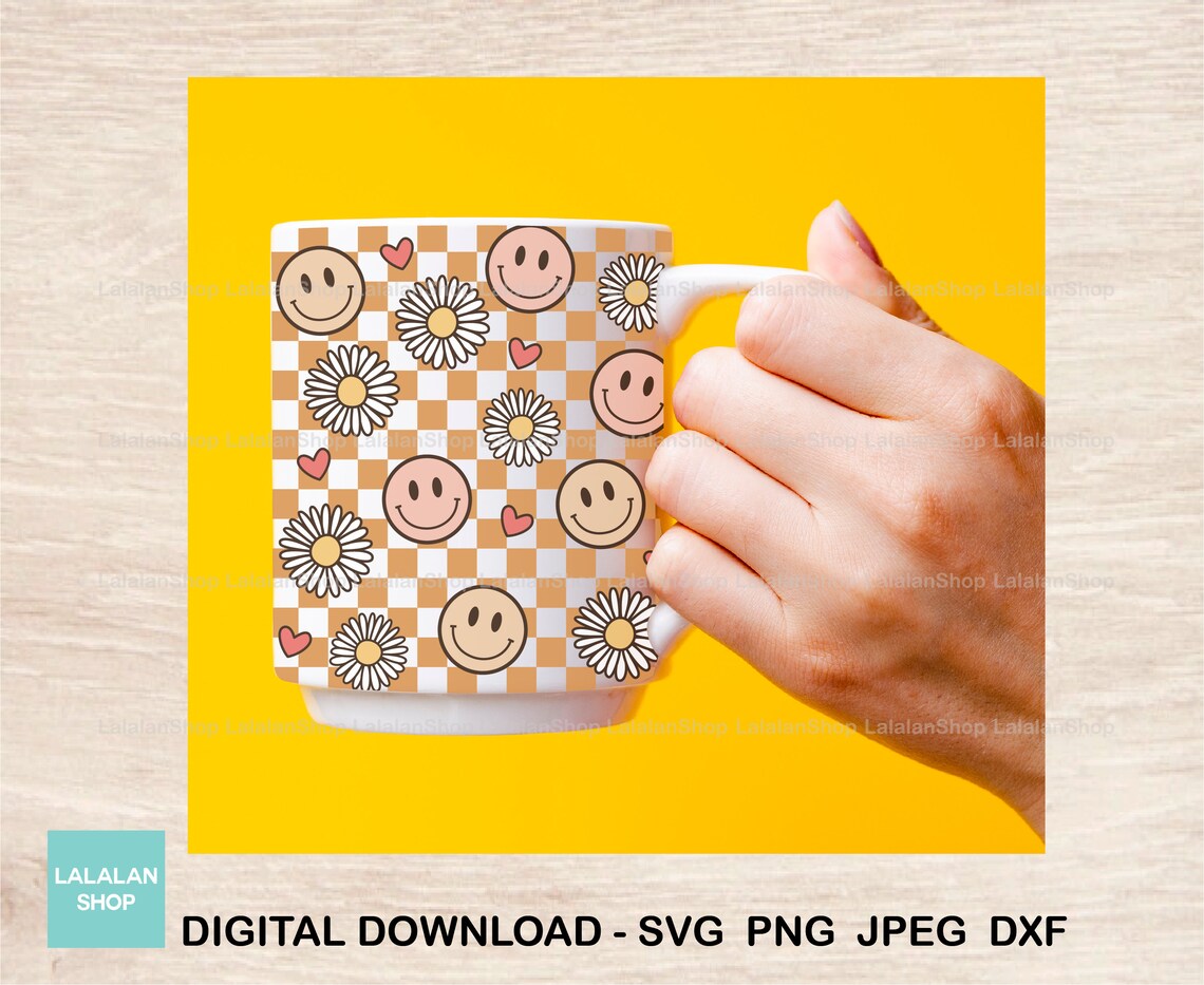 Checkered Pattern Smiley Face Daisy Seamless Pattern Smiley - Etsy