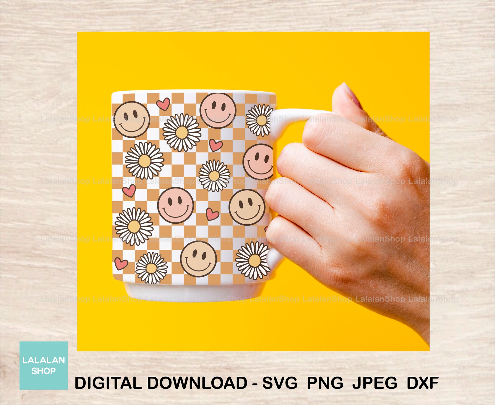 Checkered Pattern Smiley Face Daisy Seamless Pattern Smiley - Etsy