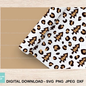 Christmas Leopard Print Svg, Seamless Christmas Tree Leopard Pattern ...
