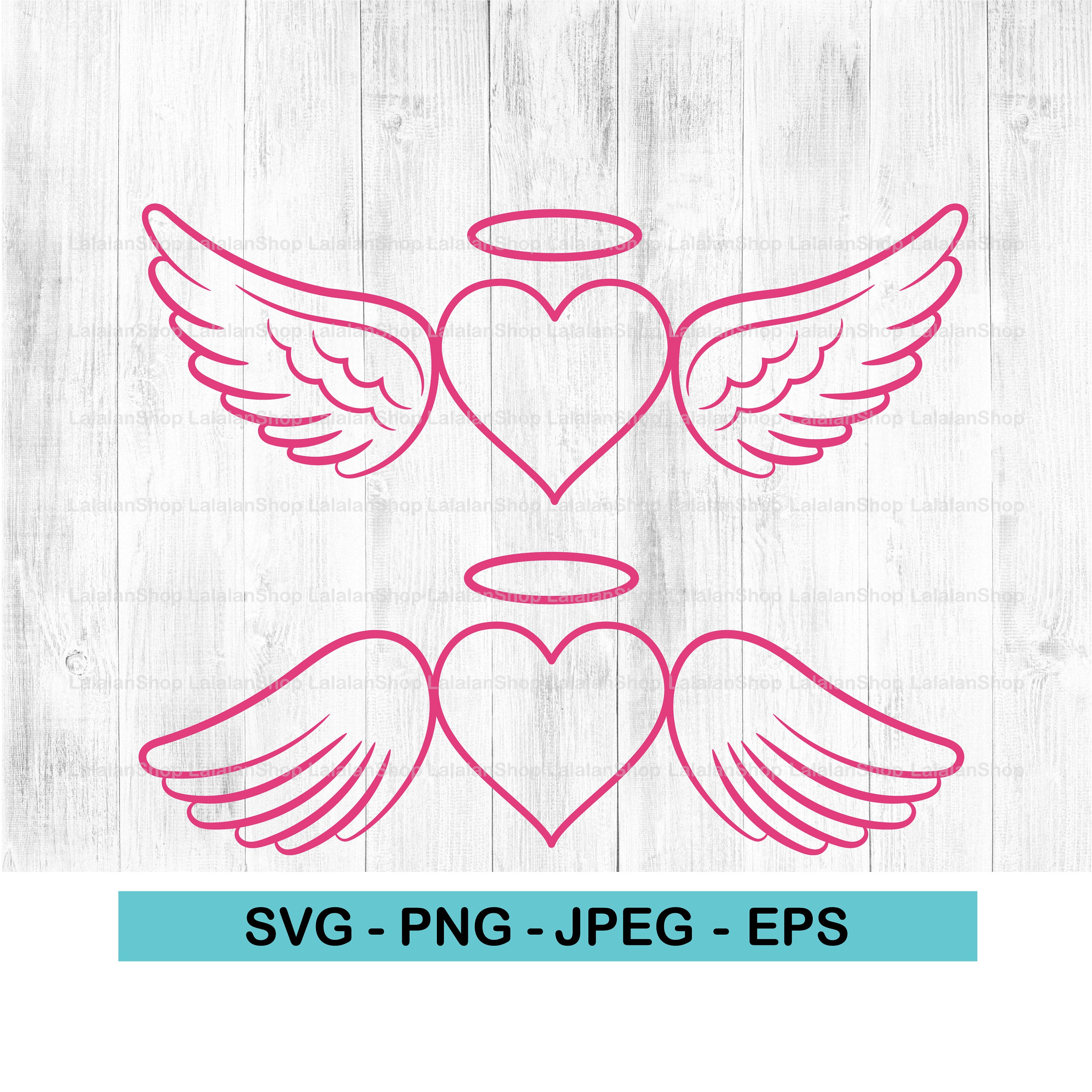 Angel Wings SVG Heart Svg Heart With Wings Svg Halo Svg - Etsy
