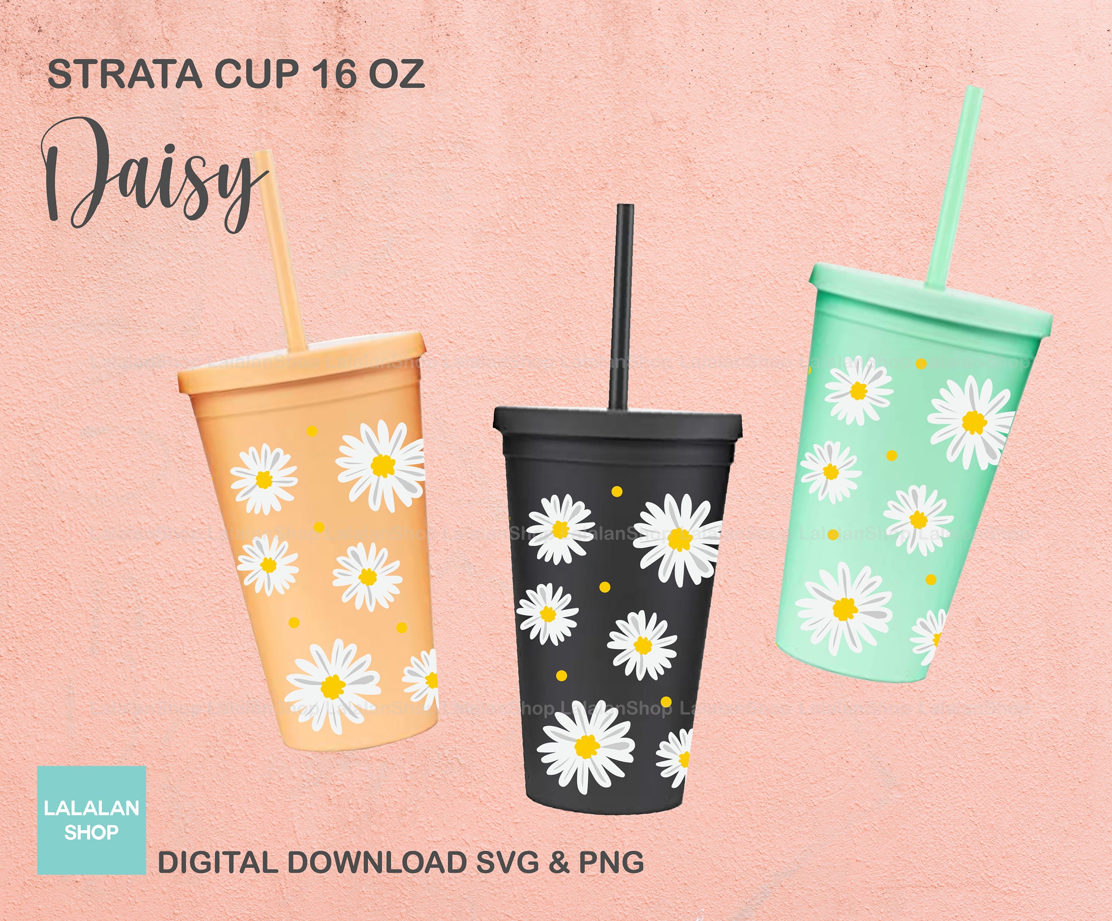 Full Wrap Daisy for Strata Cup Acrylic Matte Cold Cups 16 Oz - Etsy