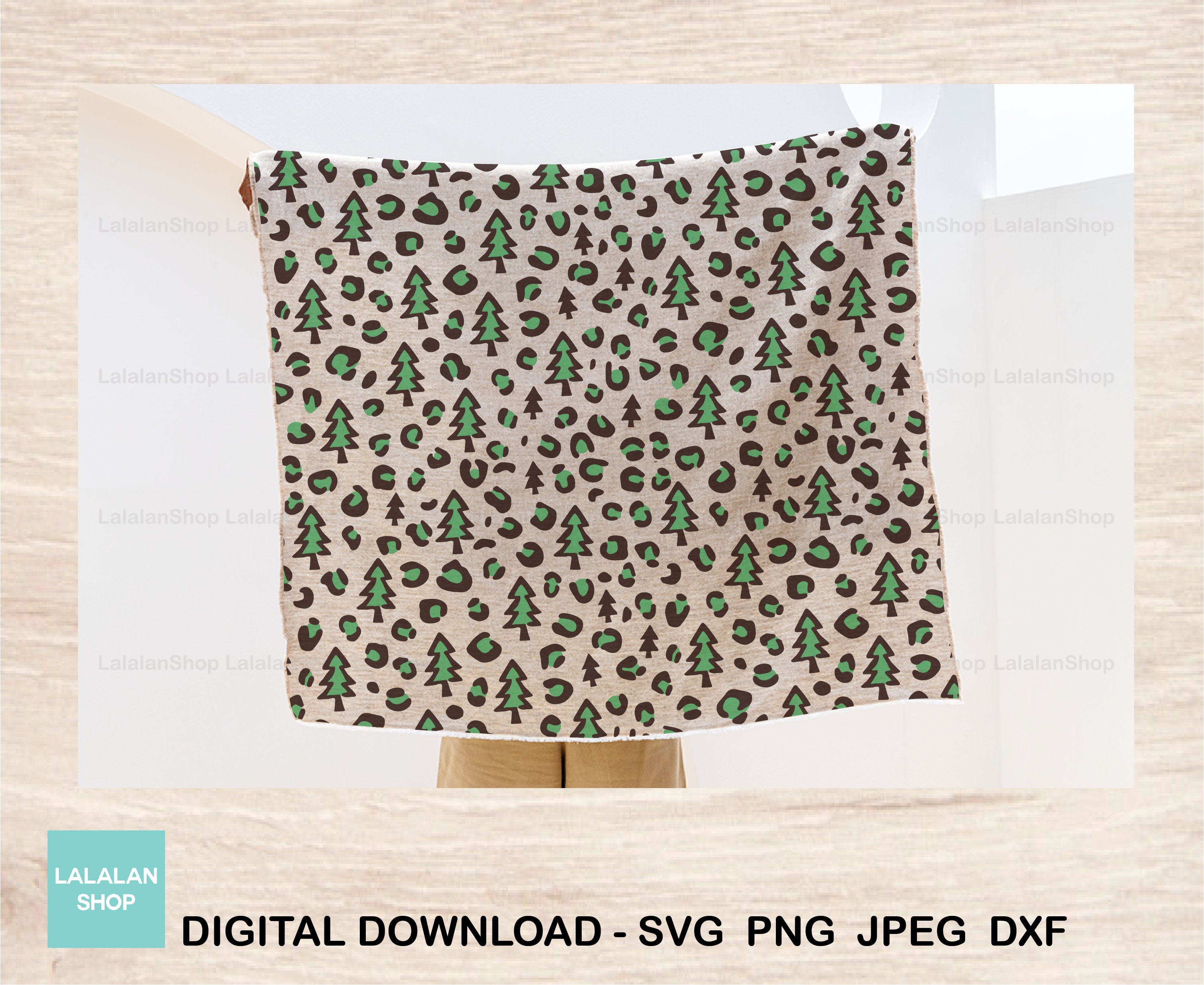 Christmas Leopard Print Svg, Seamless Christmas Green Tree Leopard ...
