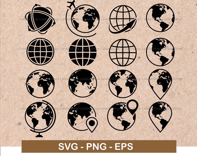 Planet Erde SVG und PNG Cut Dateien, Digital Download Bundle - Etsy.de