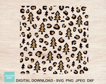 Christmas Tree Leopard Pattern SVG Christmas Tree Cheetah - Etsy